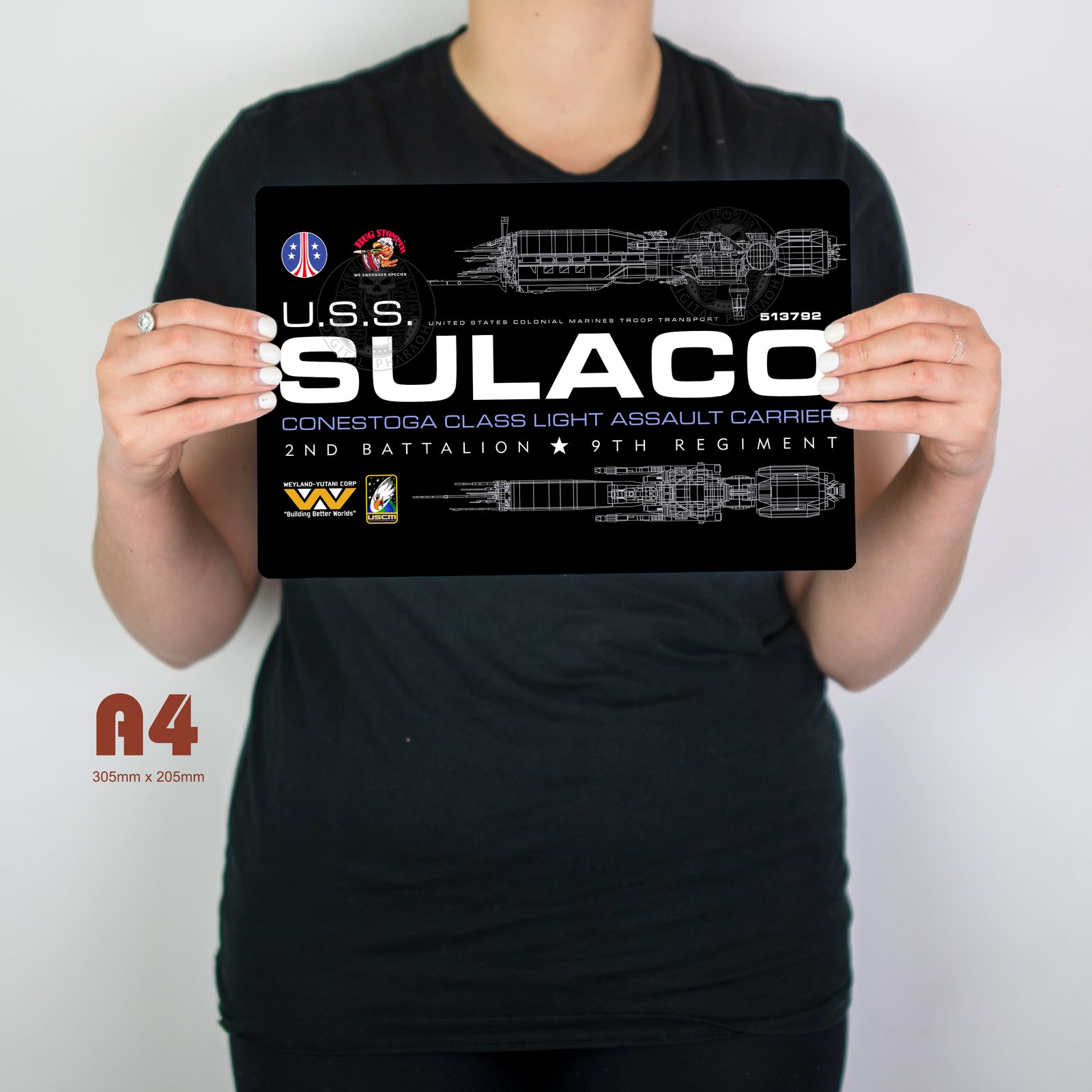 Aliens Metal Sulaco Ship Schematic Poster