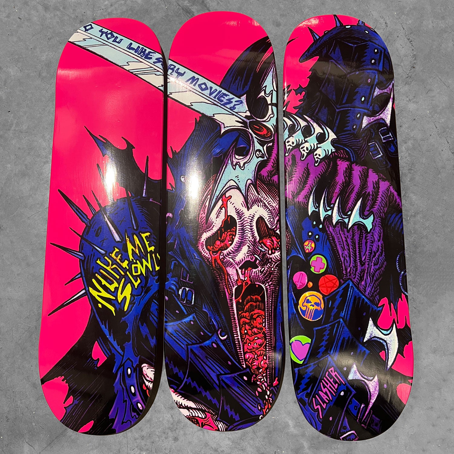 Cybernosferatu “Regan Triptych” Skate Deck Art Set | Horror Wall ...