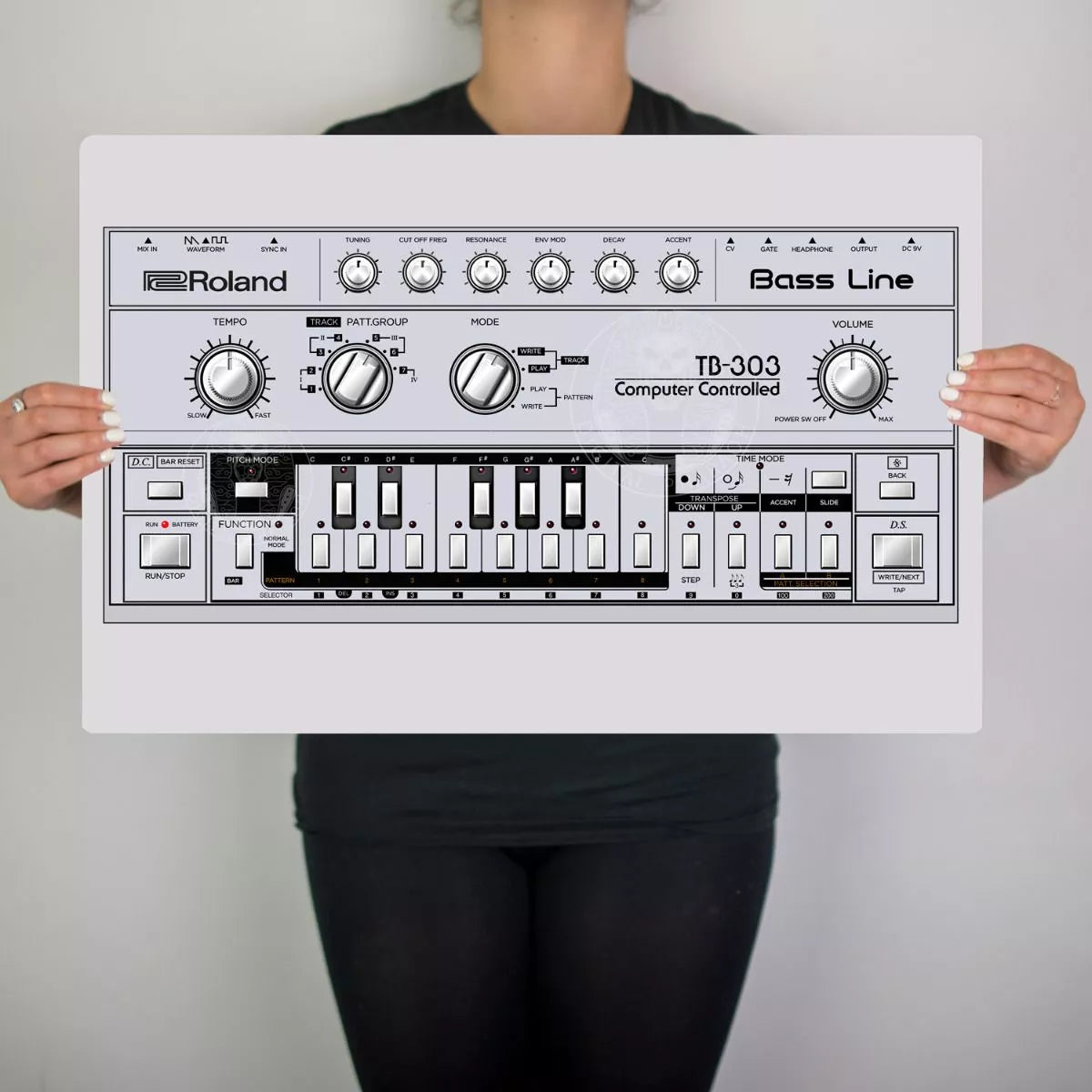 TB303 Bassline Inspired Metal Artwork Poster