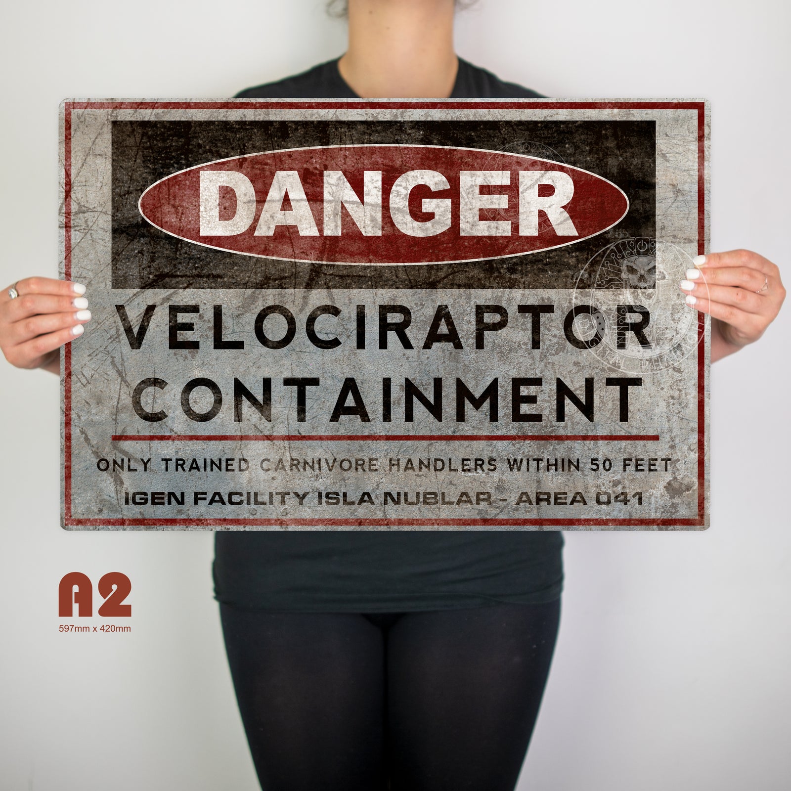 Jurassic Park Raptor Containment Sign