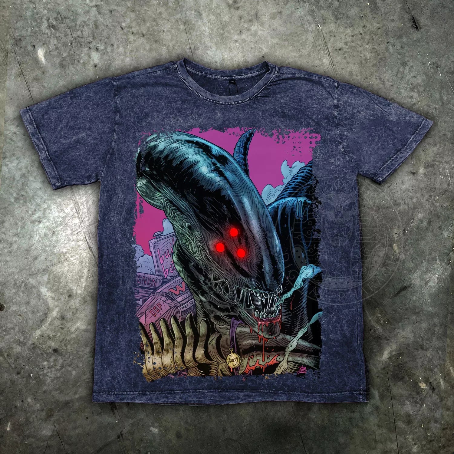 Aliens Xenomorph Distressed Cybernosferatu T Shirt