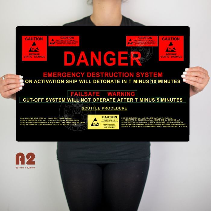 Alien Nostromo Destruct Sequence Metal Sign