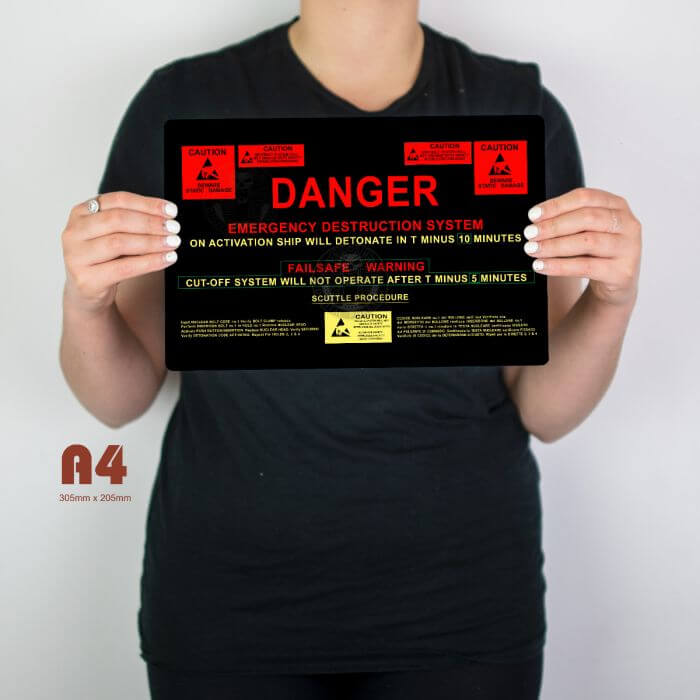 Alien Nostromo Destruct Sequence Metal Sign